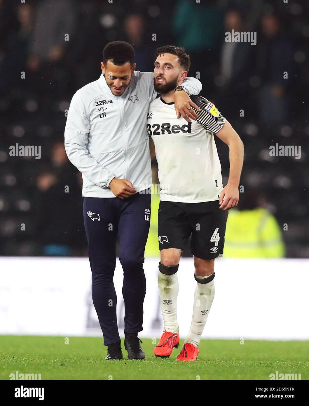 Derby County specialist first team coach Liam Rosenior (left) with ...