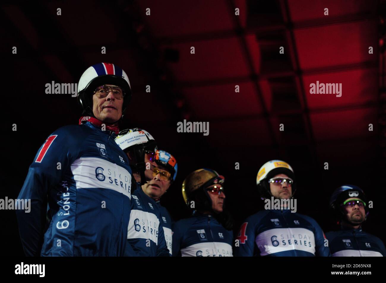 Derny riders group together for a photo during day one of the Phynova ...