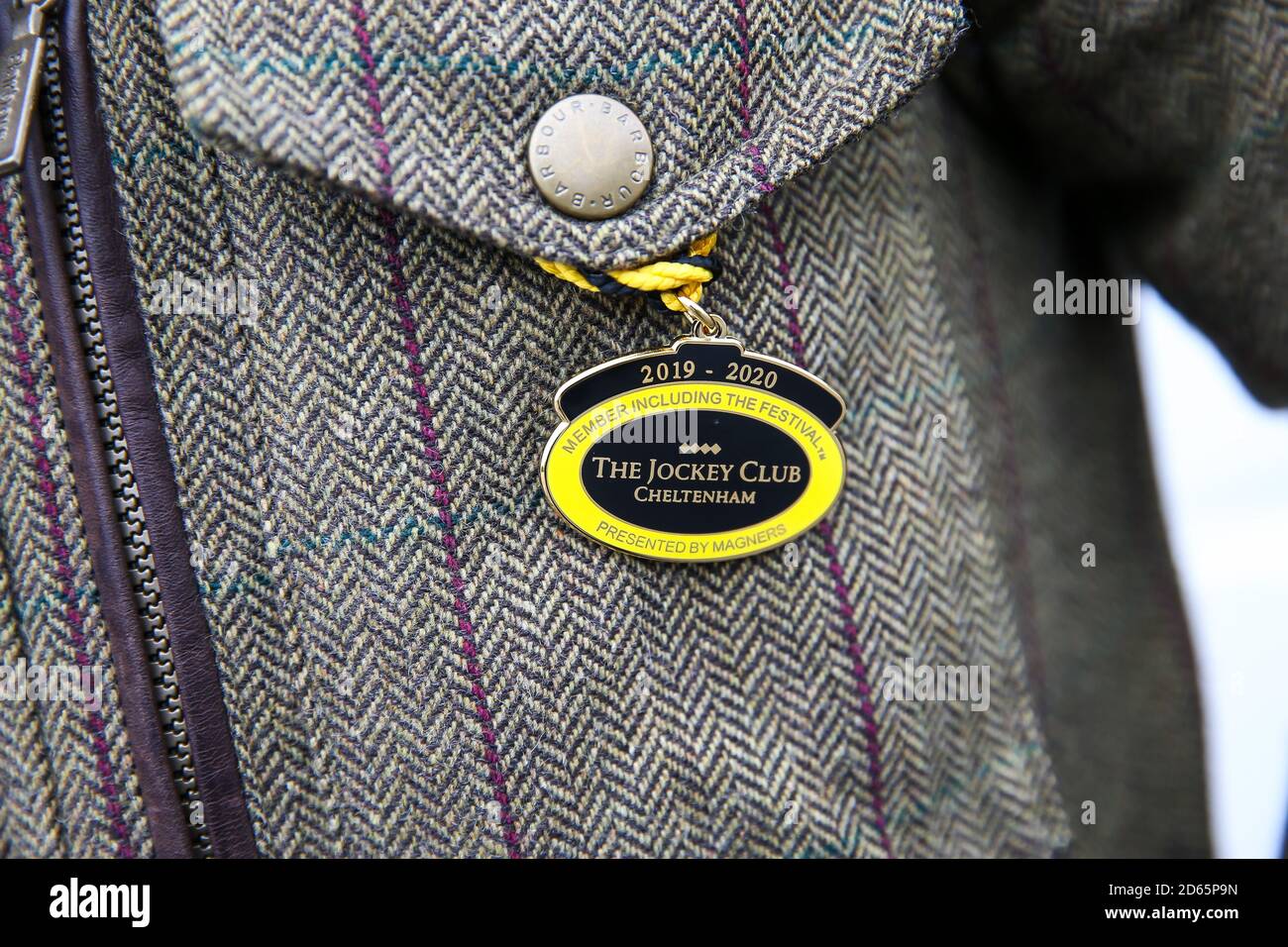 A detailed view of a Jockey Club badge during day one of The Showcase ...