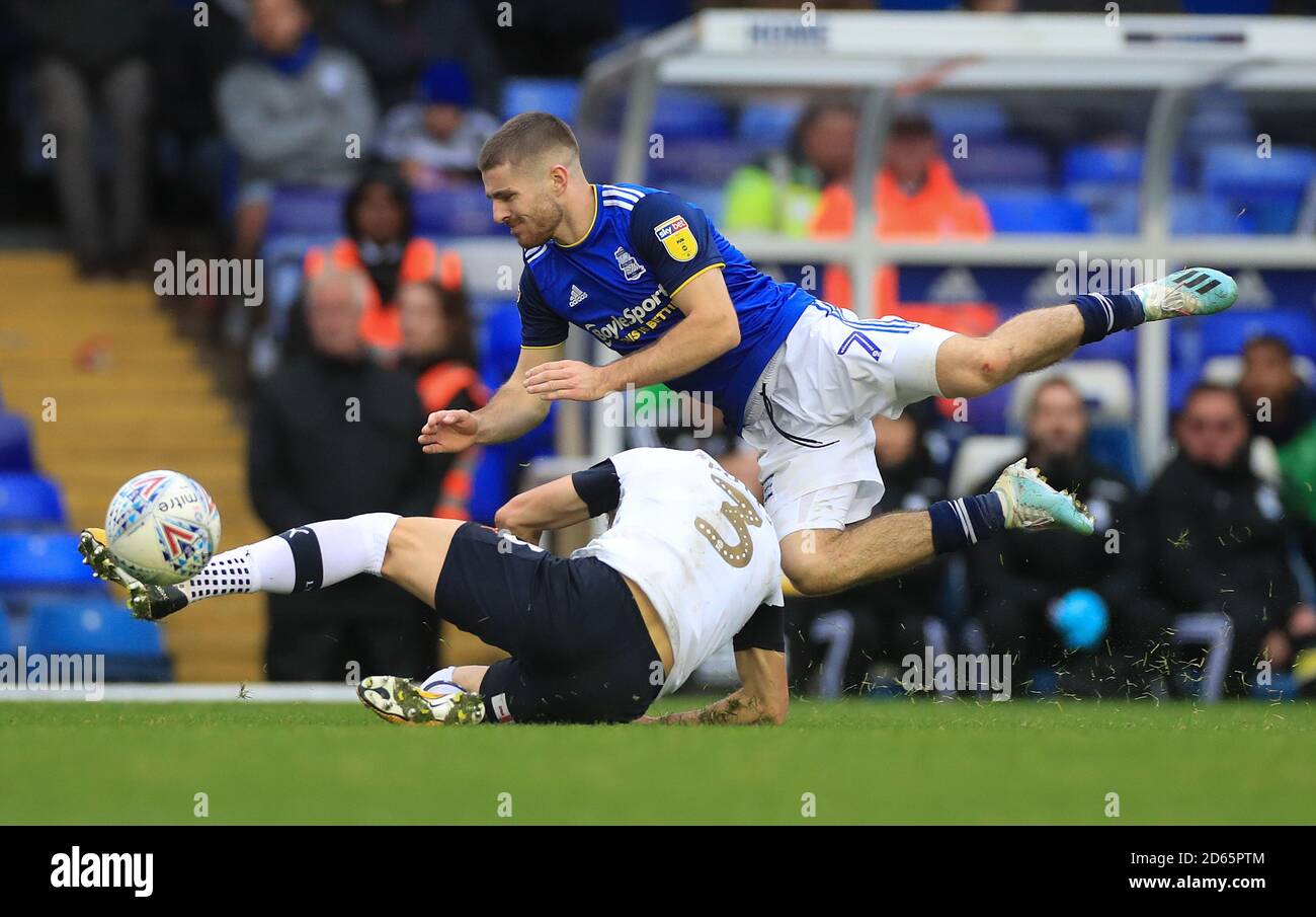 Birmingham City's Dan Crowley and Luton Town's Dan Potts Stock Photo ...