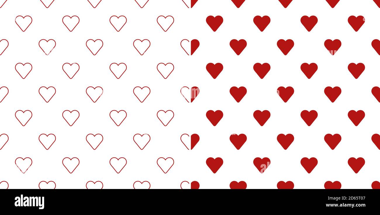 Red linear heart icon seamless pattern minimal. Ornament can be used ...