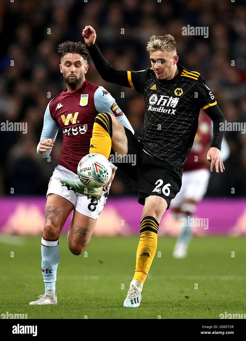 Aston Villa's Henri Lansbury (left) and Wolverhampton Wanderers' Taylor ...