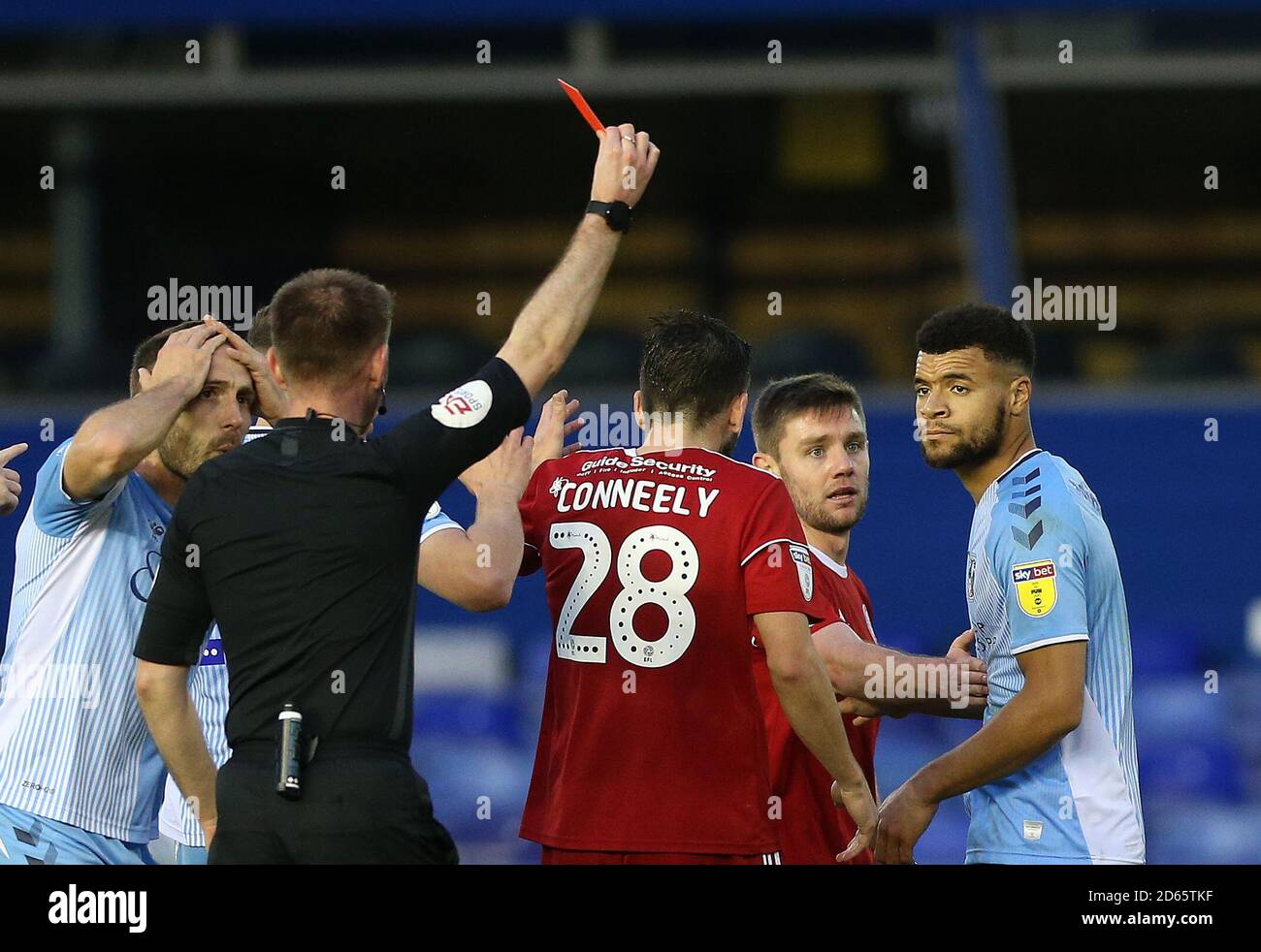 Coventry City's Maxime Biamou is sent off against Accrington Stanley ...