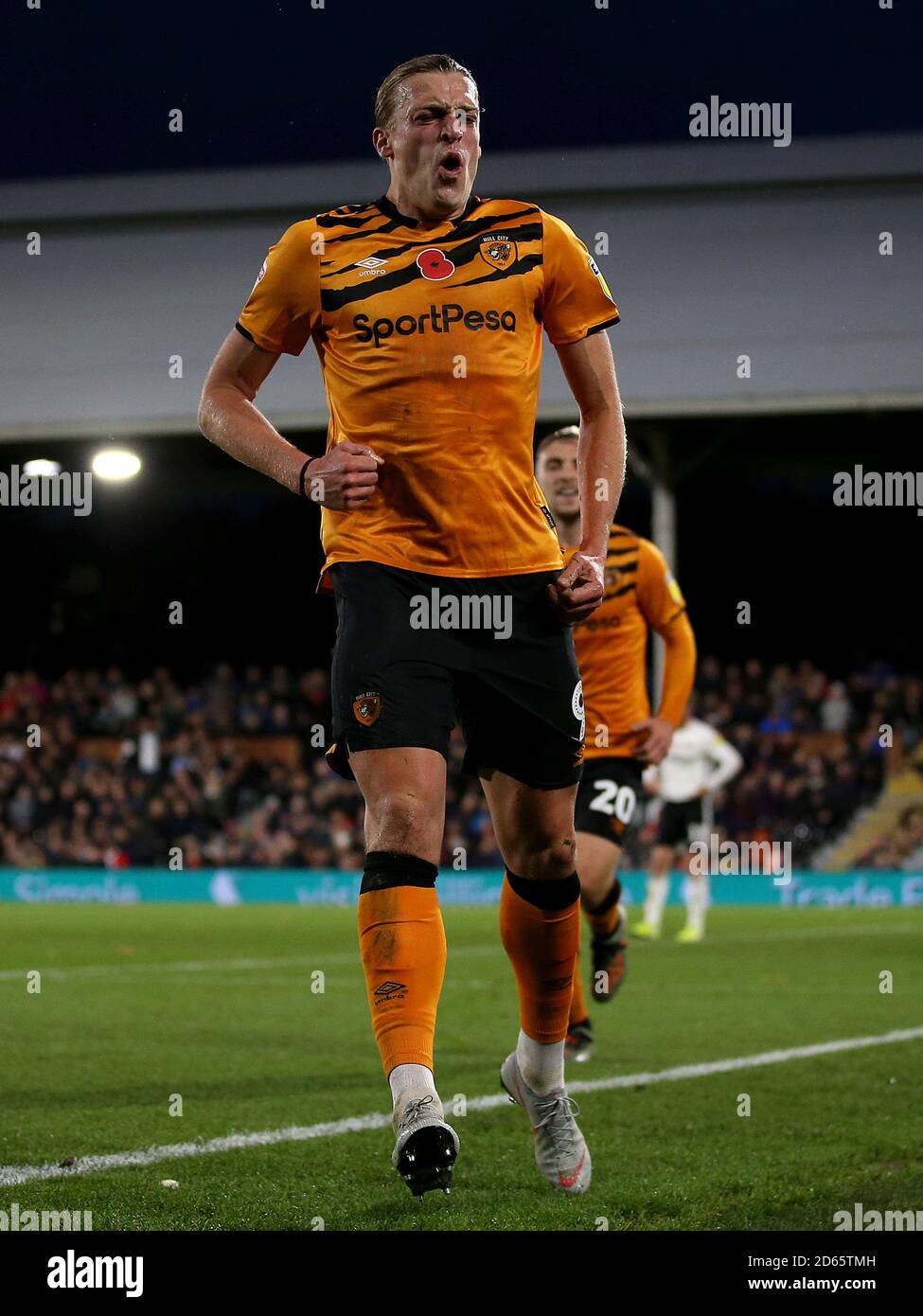 Hull City's Tom Eaves celebrates scoring his side's third goal of the ...