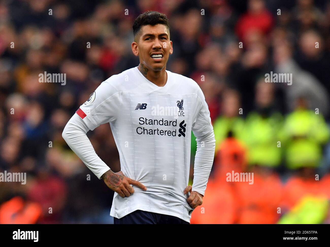 Liverpool's Roberto Firmino reacts as his goal is ruled out for offside ...