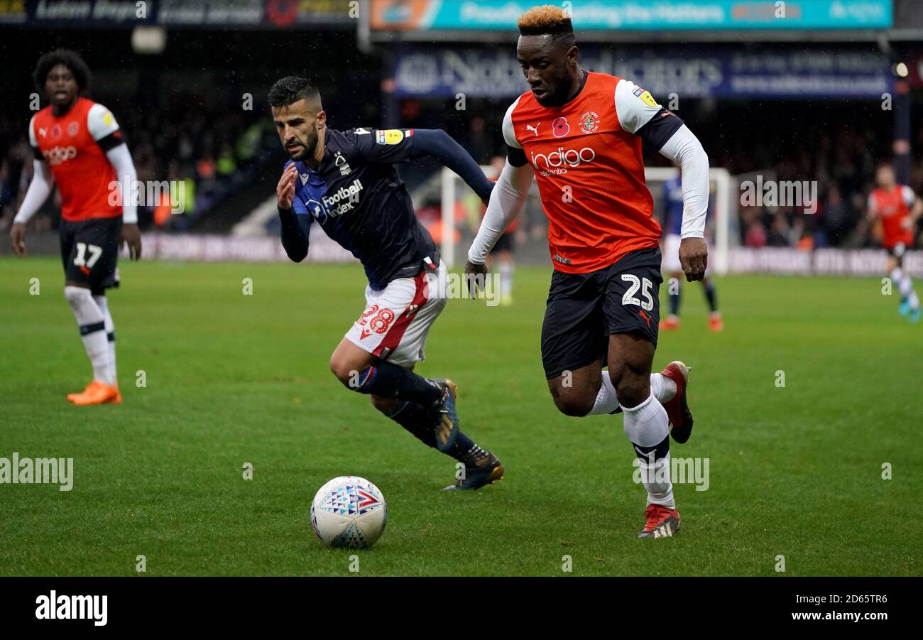 Nottingham Forest's Tiago Silva (left) and Luton Town's Kazenga LuaLua ...