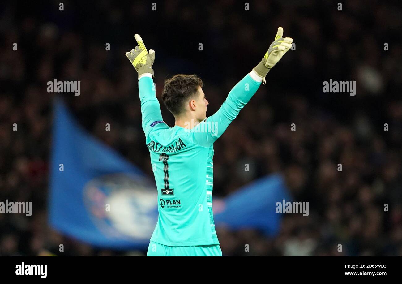 Chelsea goalkeeper kepa arrizabalaga celebrates hi-res stock ...