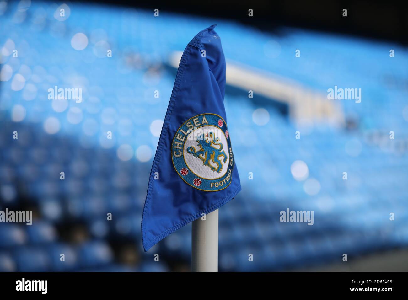 A general view of a Chelsea corner flag at Stamford Bridge, London ...