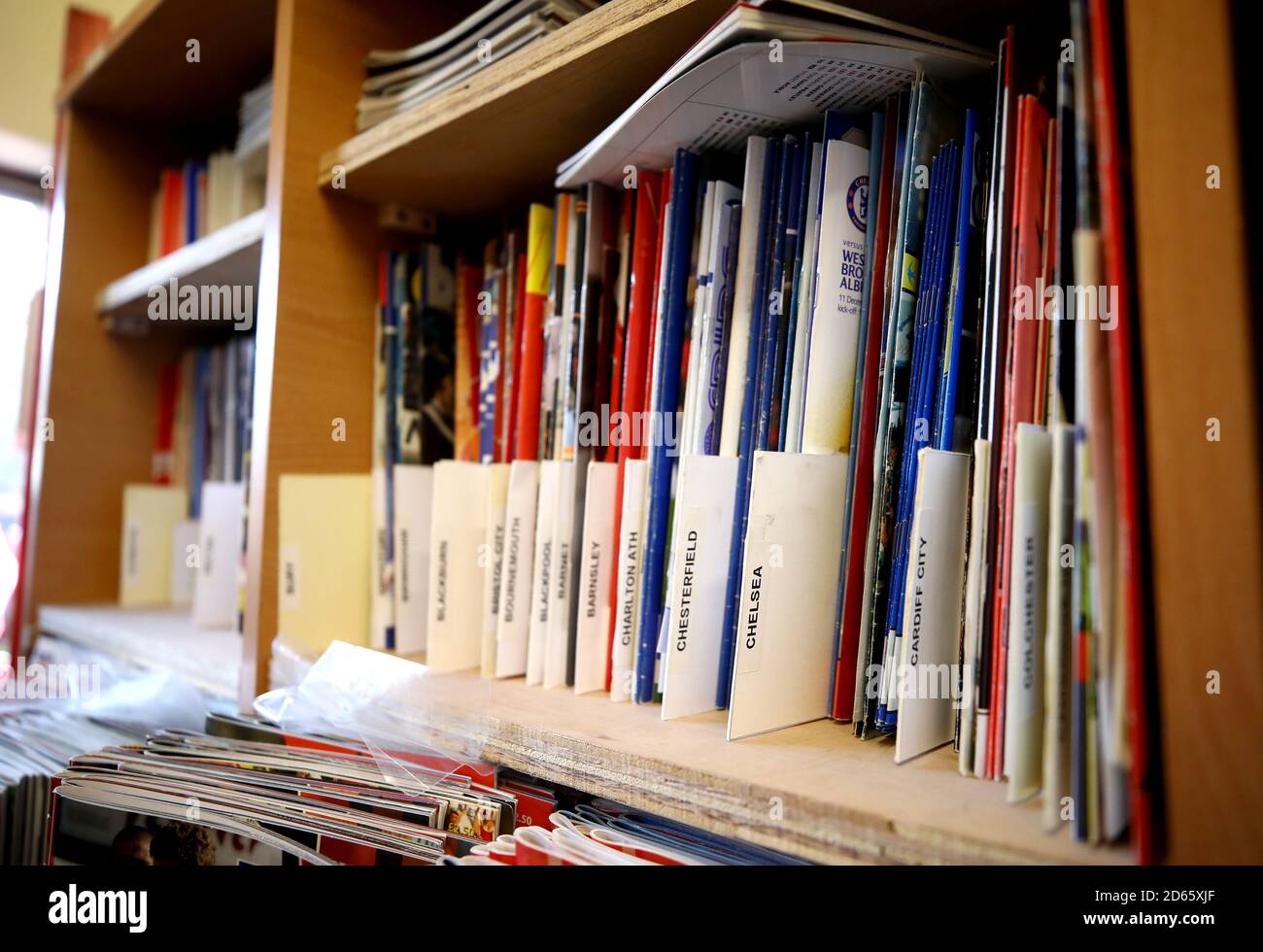 Chelsea programmes for sale inside the programme shop at Boothman ...
