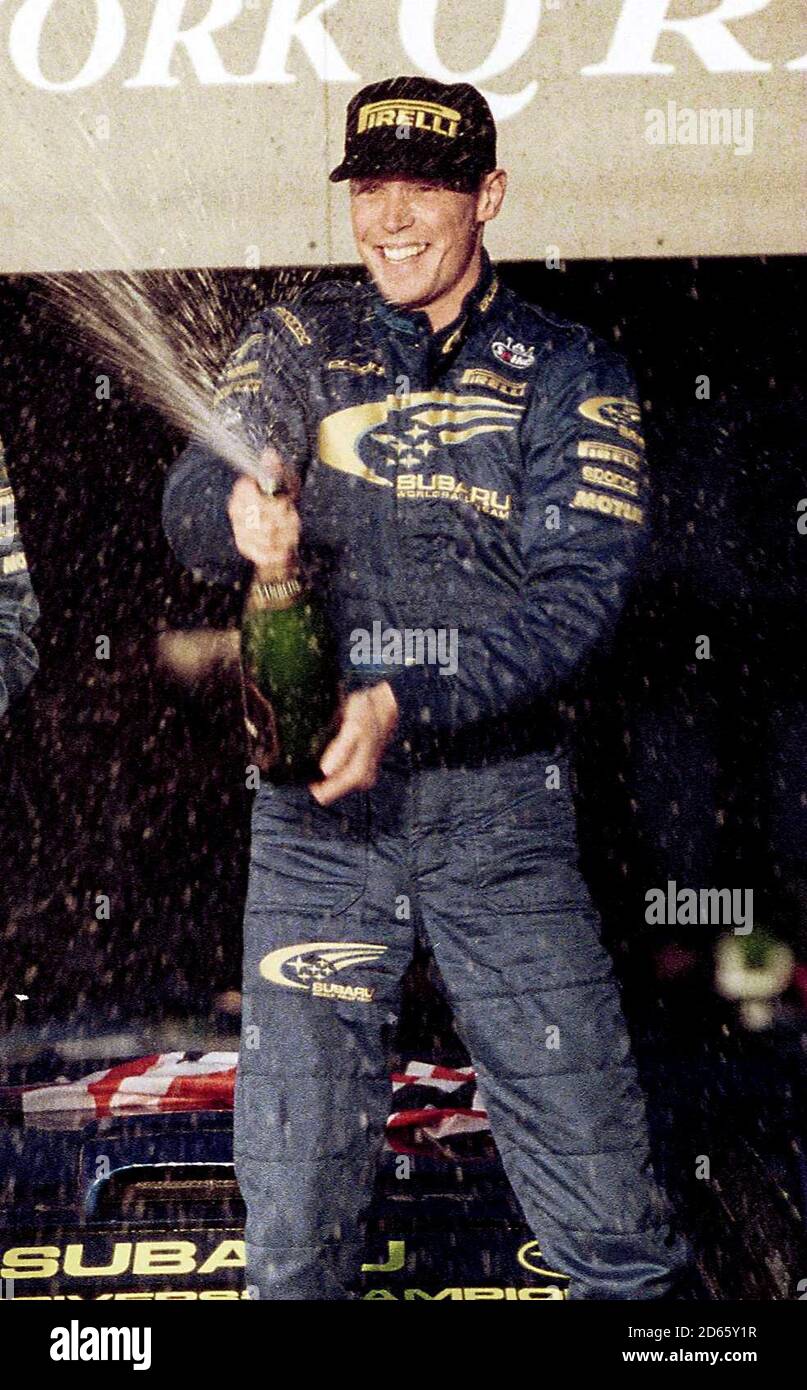 Richard Burns celebrates clinchng the World Rally Championship by ...