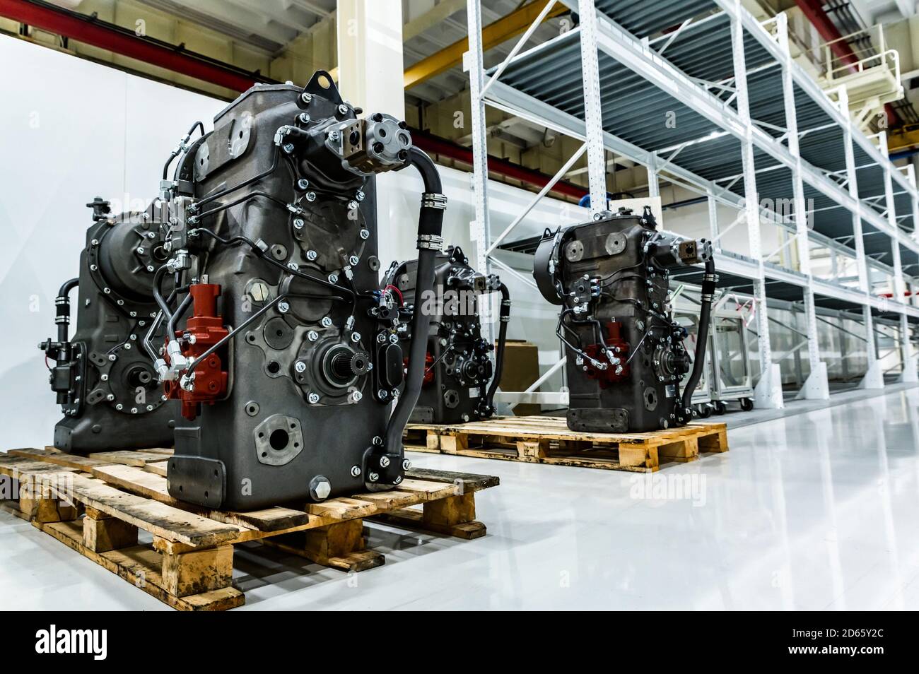 Disassembled tractor parts on the modern tractor factory Stock Photo ...