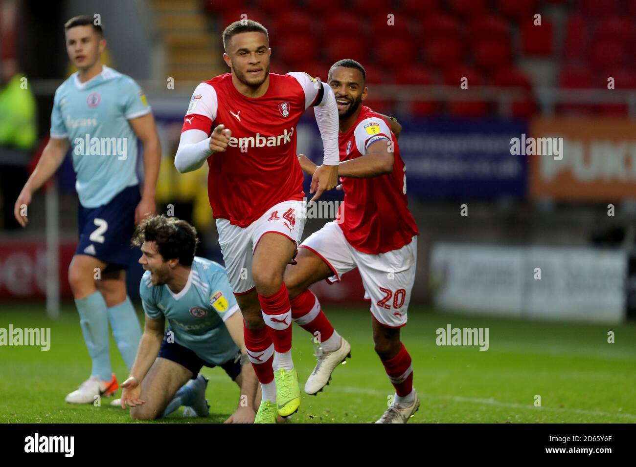 Rotherham United's Carlton Morris celebrates scoring his side's first ...