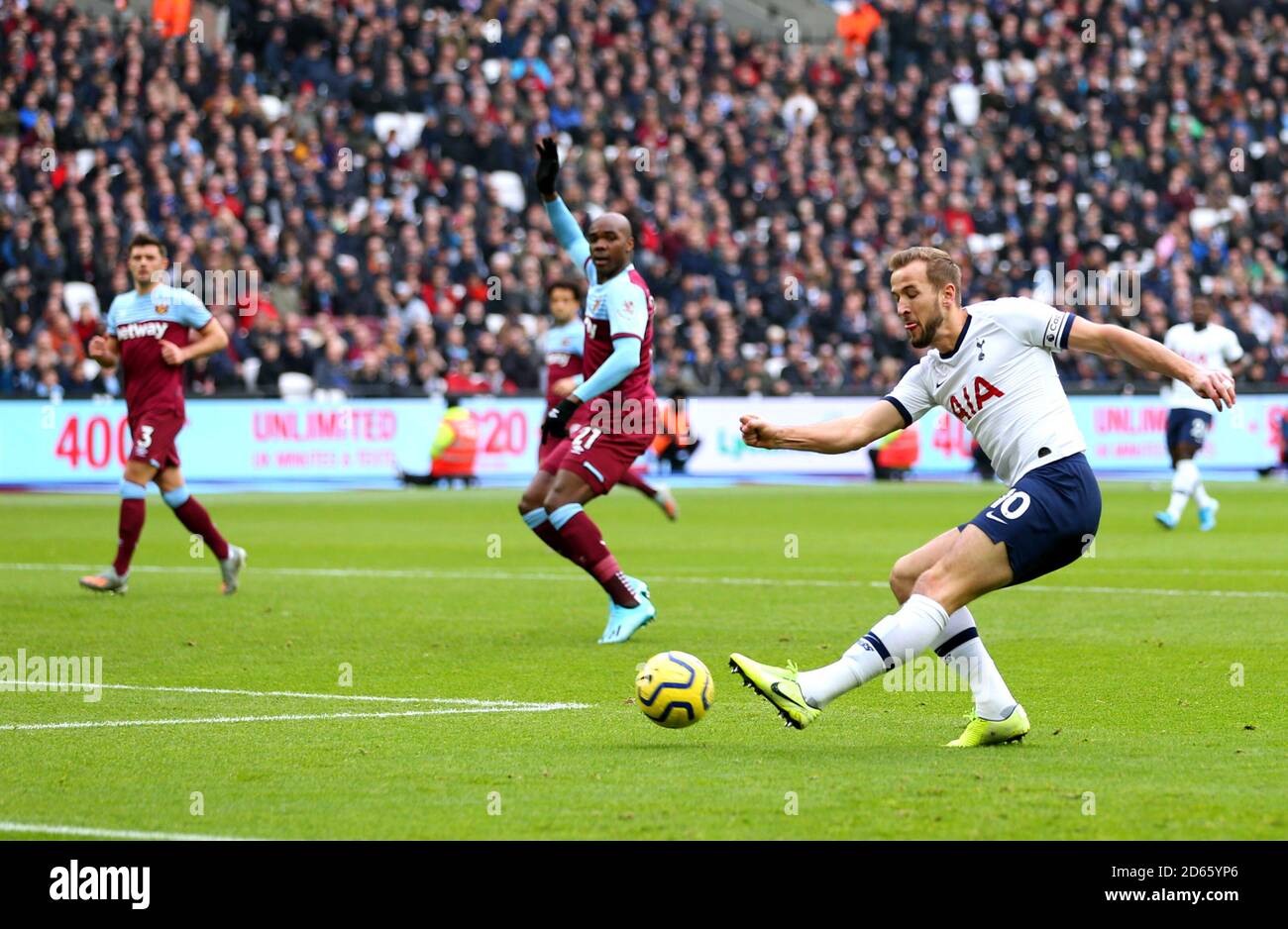 Tottenham Hotspur's Harry Kane (right) scores a goal only to be ruled ...