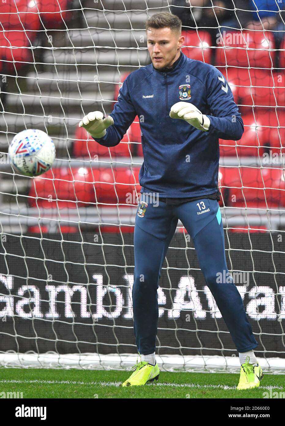 Coventry City goalkeeper Ben Wilson warming up before the game Stock ...