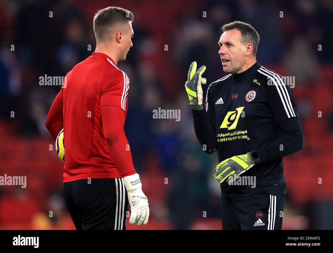 Sheffield United goalkeeper Simon Moore (left) and goalkeeper coach ...