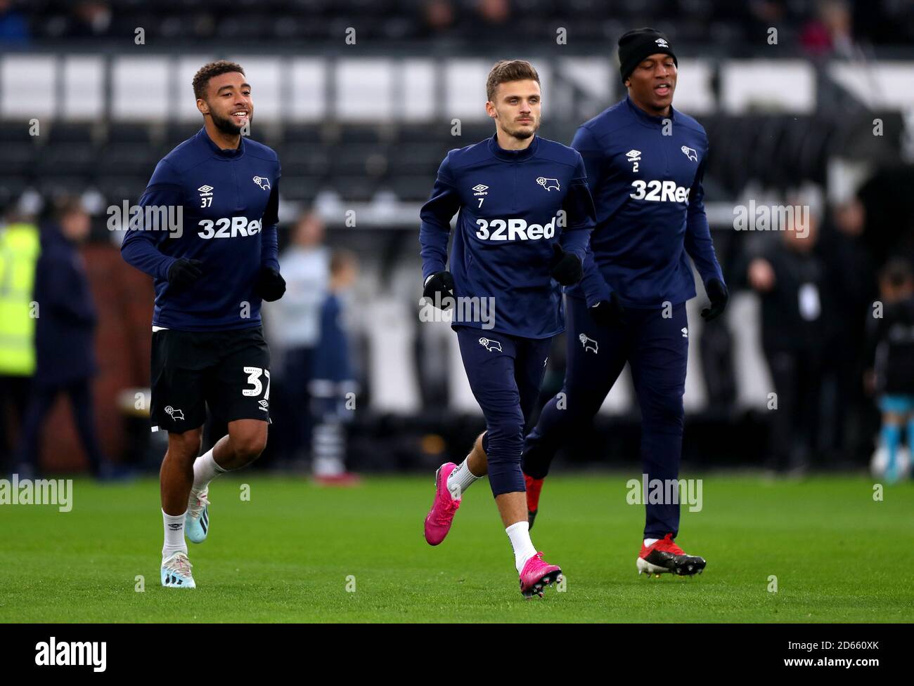 Derby County's Jayden Bogle (left), Jamie Paterson and Andre Wisdom ...