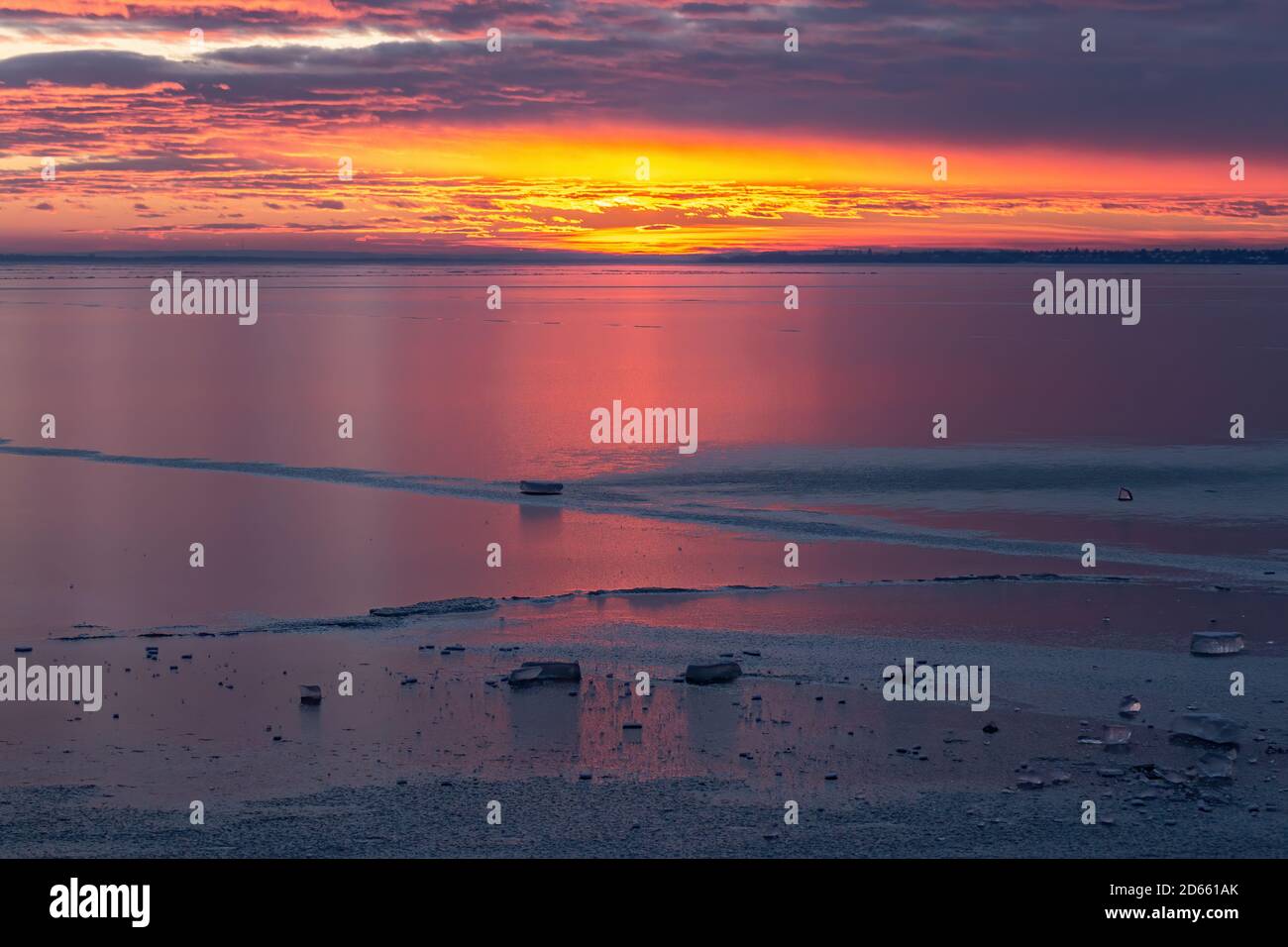 Colorful and Beautiful Sunset Over Lake Balaton in Hungary in ...