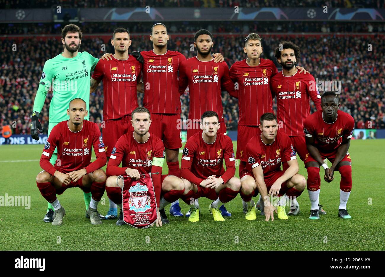 Liverpool's (back left to right) Alisson Becker, Dejan Lovren, Virgil ...