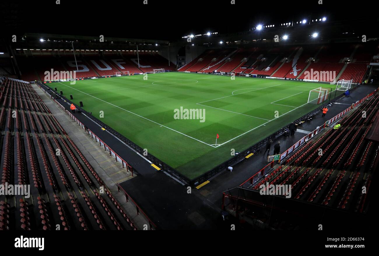 General view from inside Bramall Lane stadium before the game Stock ...