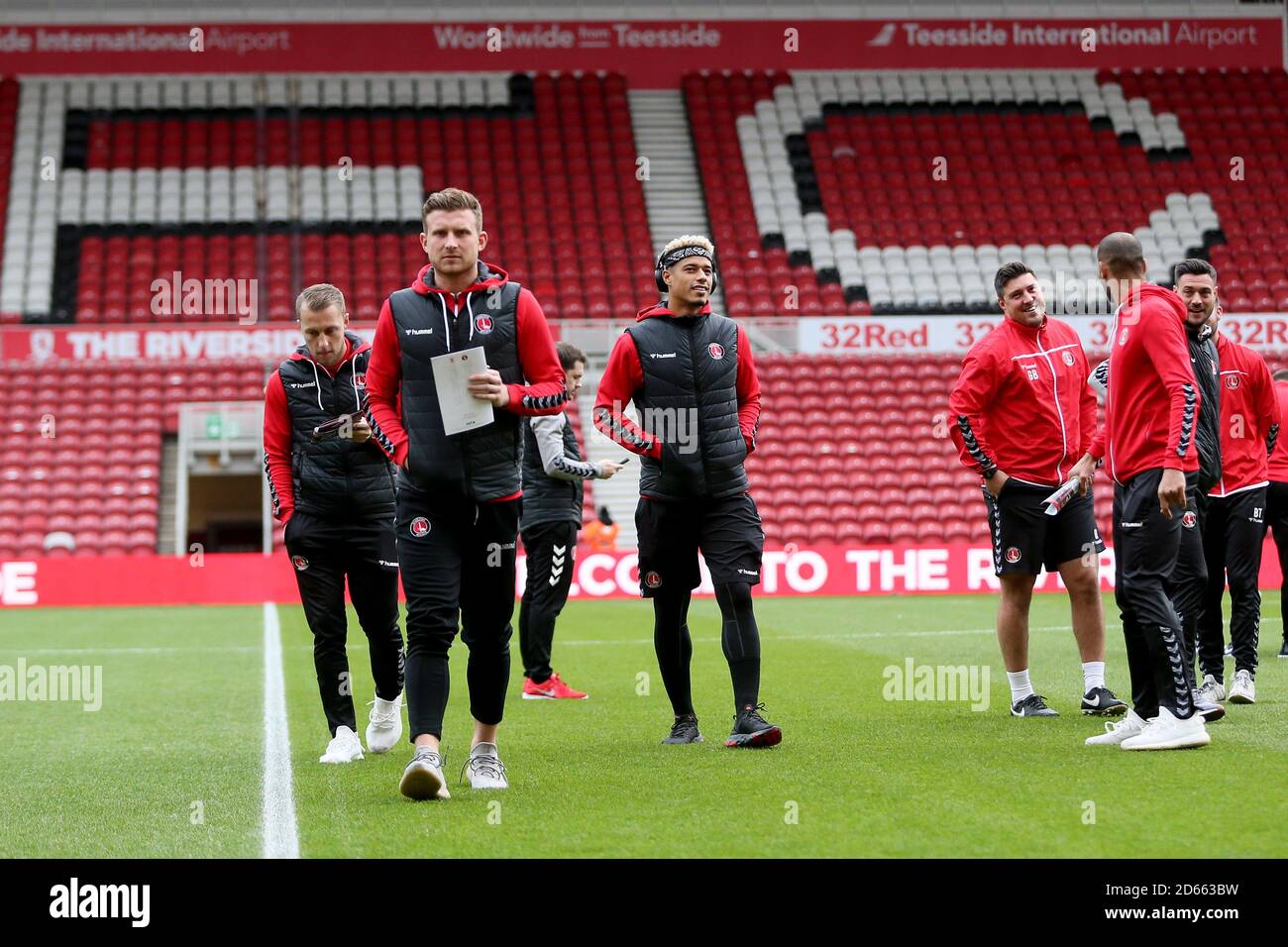 Charlton Athletic players on the pitch at Riverside Stadium Stock Photo ...
