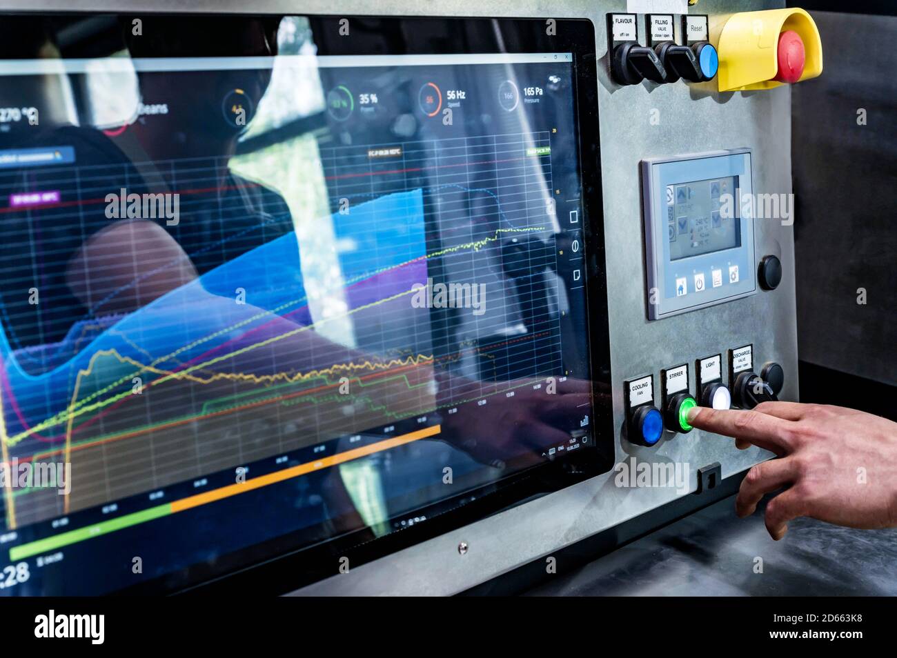 The process of monitoring coffee roasting on a computer Stock Photo - Alamy