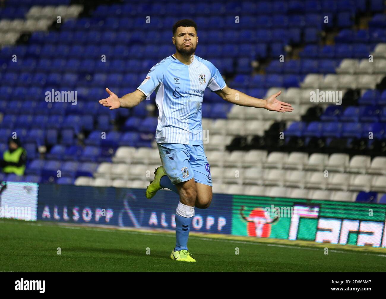 Coventry City's Maxime Biamou celebrates scoring his side's first goal ...