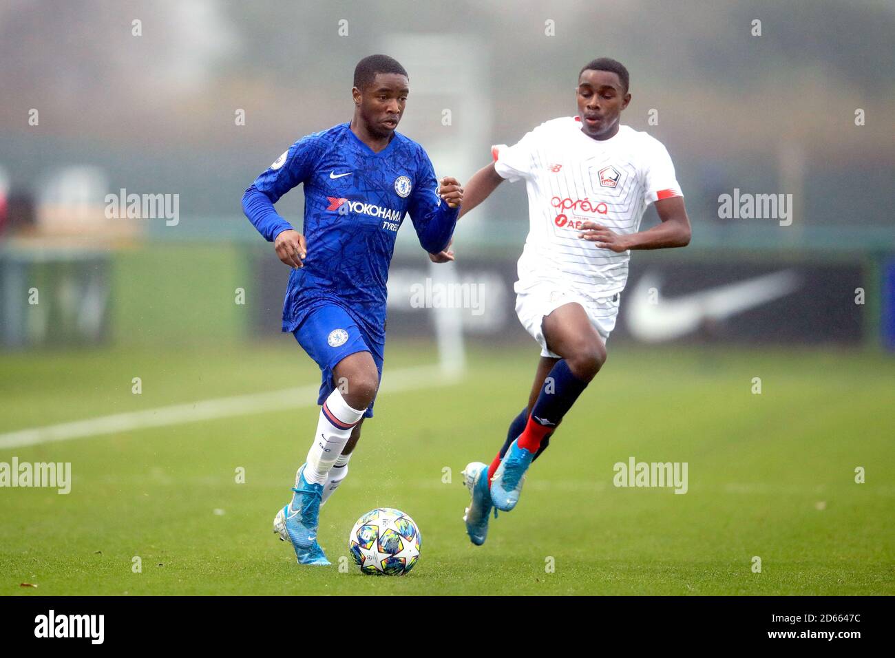 Chelsea's Dion Rankine (left) and Lille's Yakine Said battle for the ...