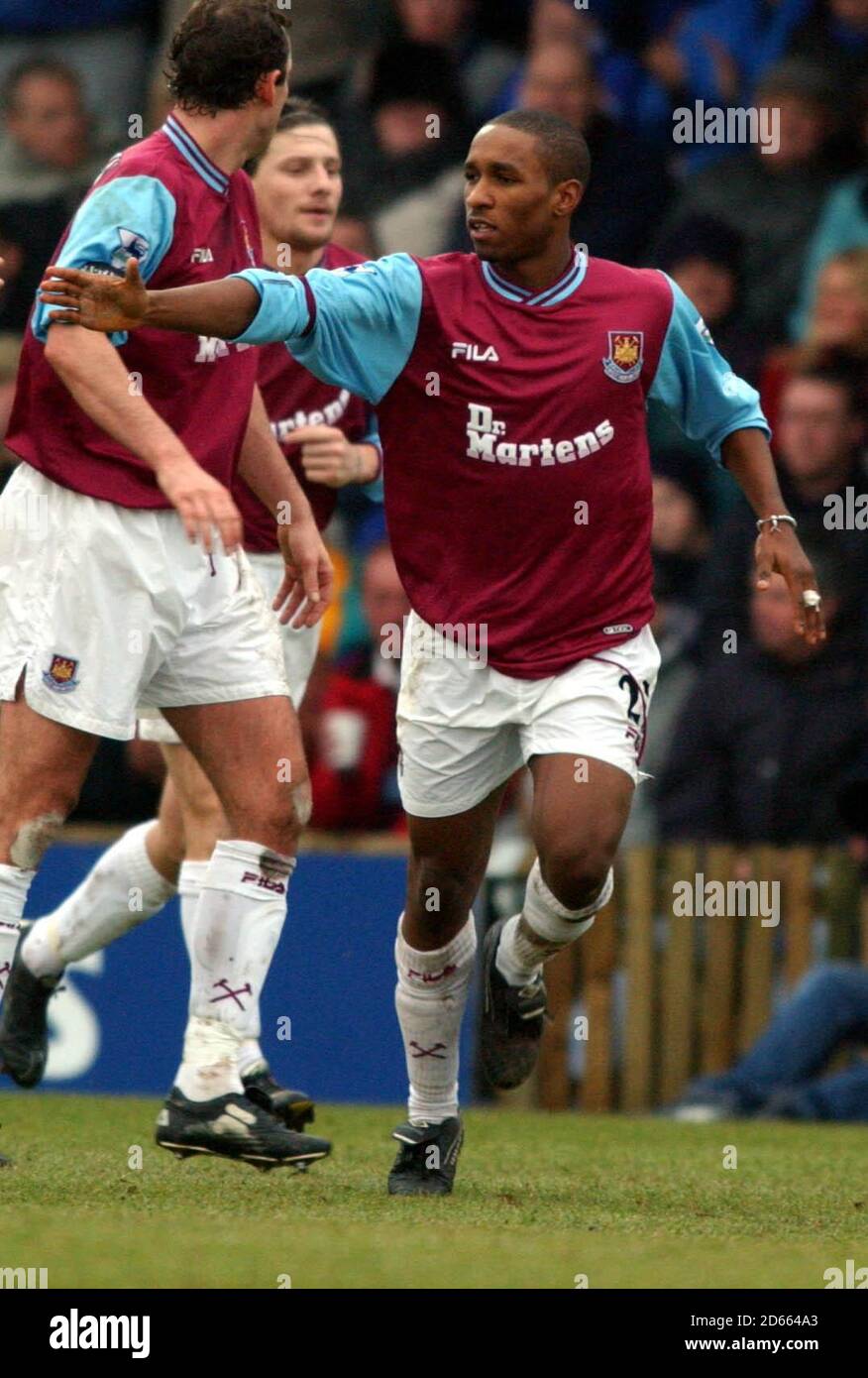 West Ham United's Jermain Defoe celebrates scoring their opening goal ...