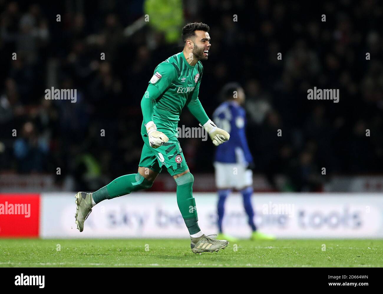 Brentford goalkeeper David Raya Martin celebrates his side's second ...