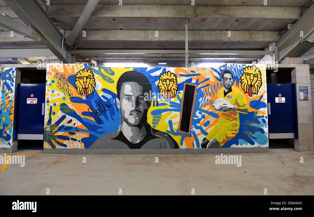 A view of a mural in the concourse at Montgomery Waters Meadow Stock ...