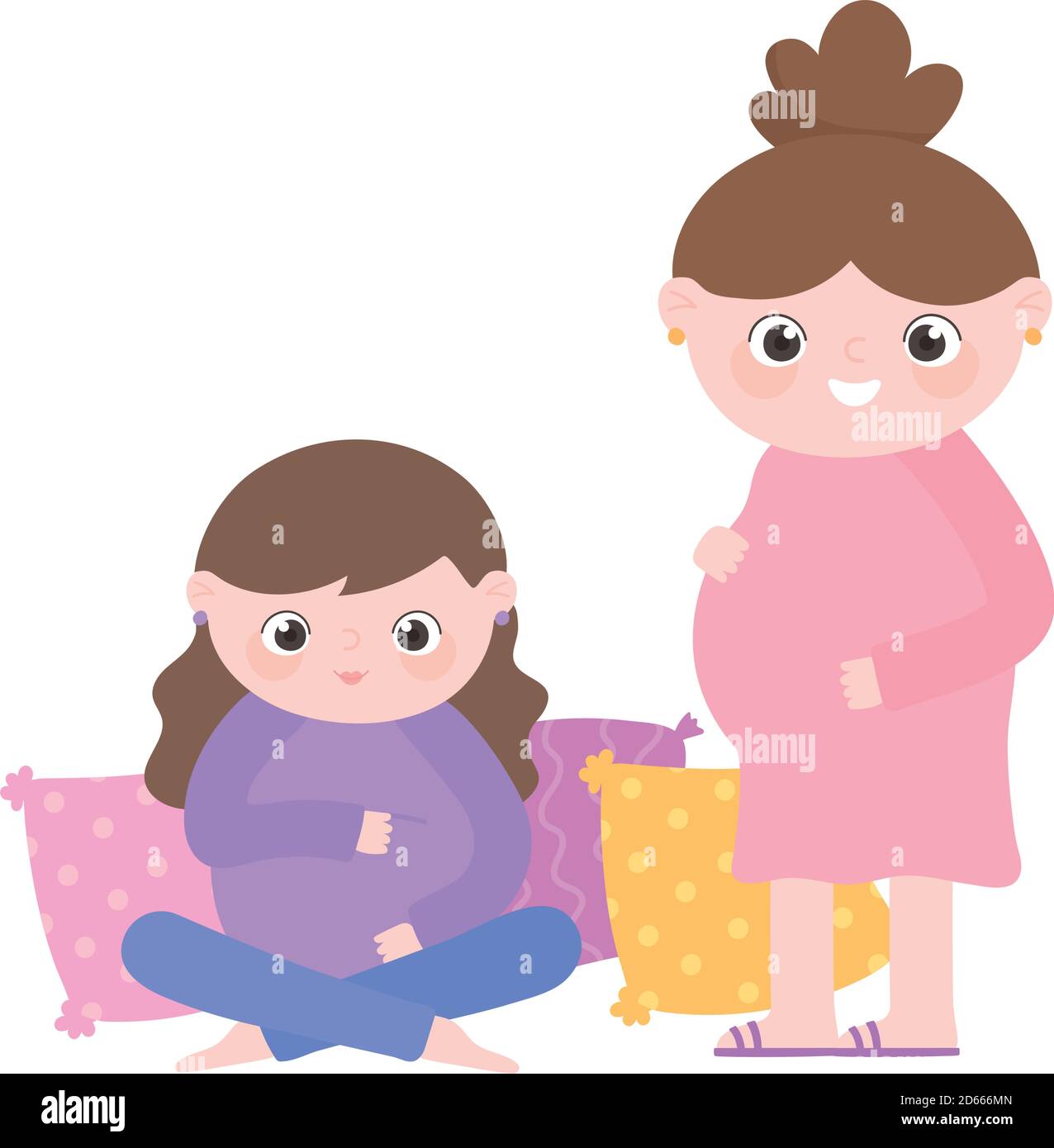 pregnancy and maternity, cute pregnant women cartoon vector ...