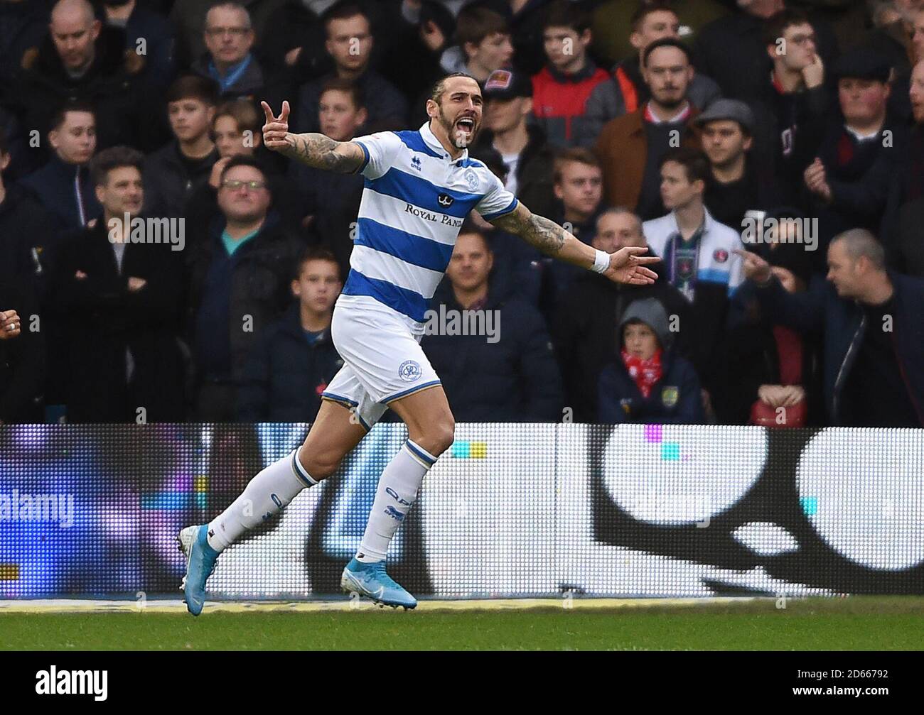 Queens Park Rangers' Geoff Cameron celebrates scoring their first goal ...