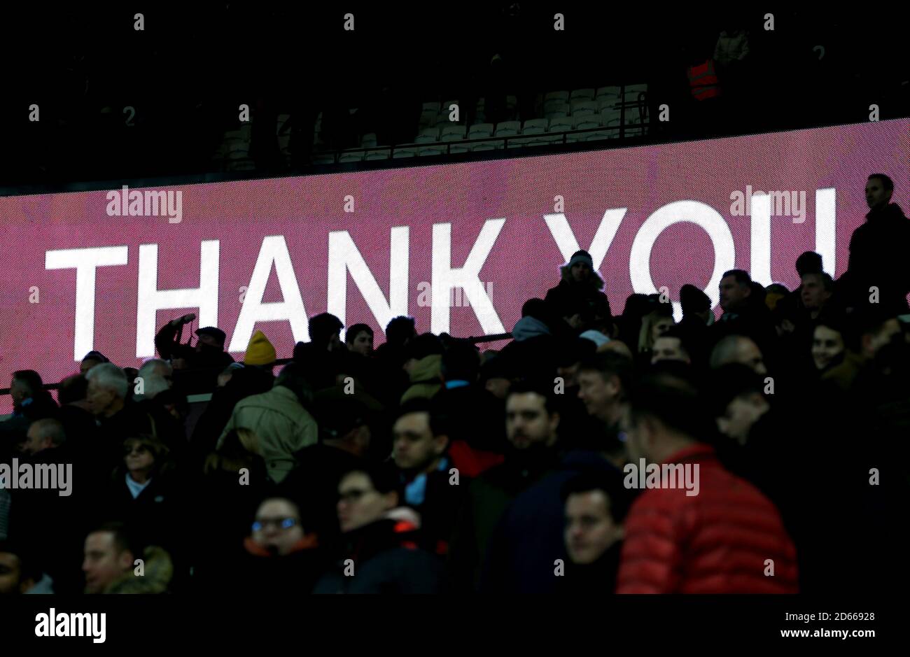 A board at the end of the game saying 'thank you' Stock Photo - Alamy