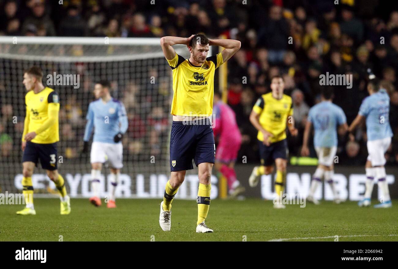 Oxford United's Elliott Moore appears dejected Stock Photo - Alamy