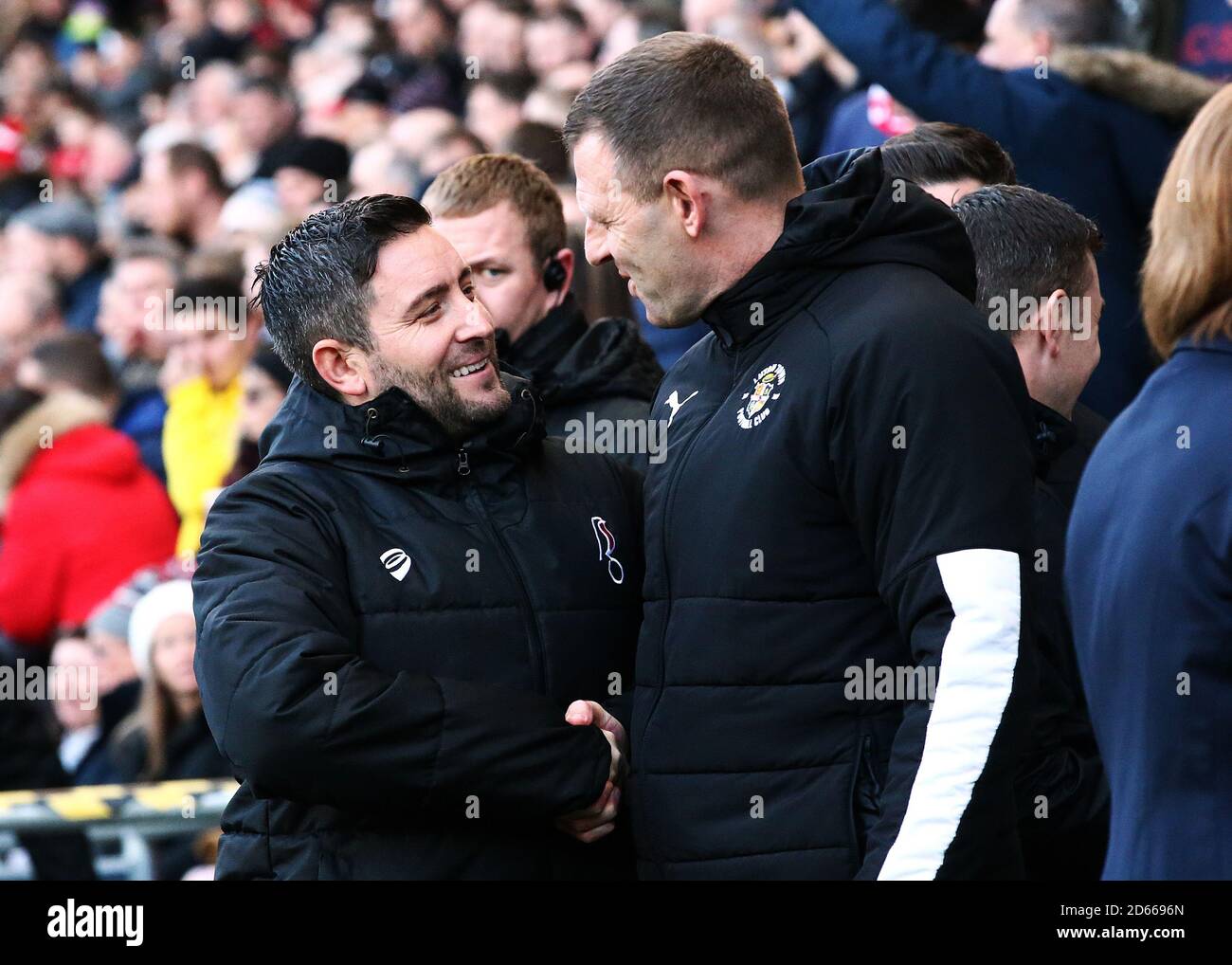 Bristol City manager Lee Johnson and Luton Town Manager Graeme Jones ...