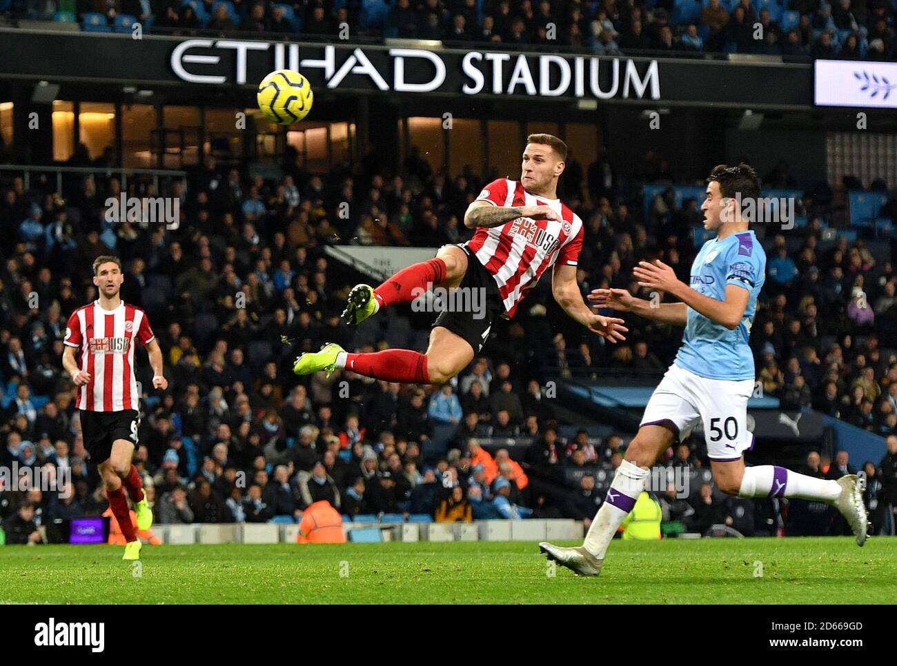 Sheffield United's Billy Sharp directs a header towards goal that hits ...