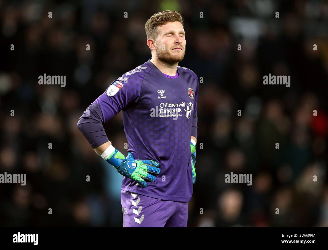 Charlton Athletic goalkeeper Dillon Phillips reacts after conceding a ...