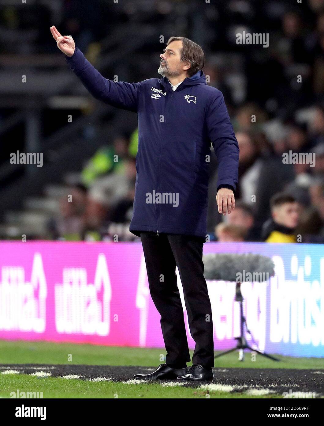 Derby county manager phillip cocu gestures on touchline hi-res stock ...