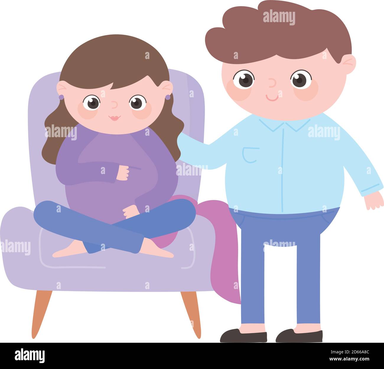 pregnancy and maternity, cute pregnant woman sitting on chair and ...