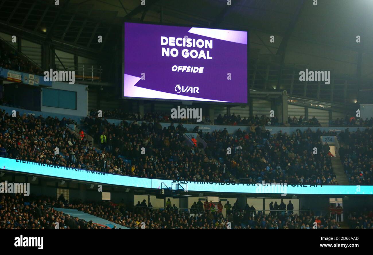 The Video Assistant Referee rules Phil Foden's goal offside Stock Photo ...