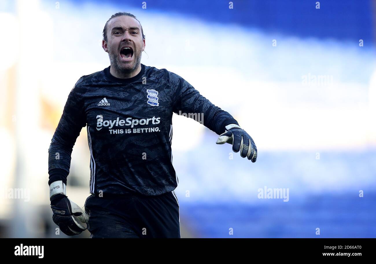 Birmingham City goalkeeper Lee Camp celebrates towards the Blackburn ...