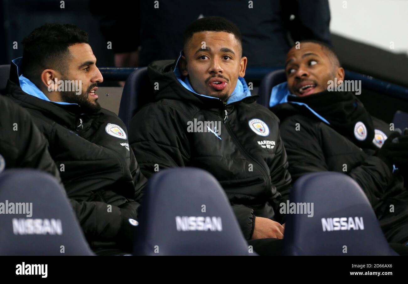 Manchester City's Gabriel Jesus (centre) on the bench Stock Photo - Alamy