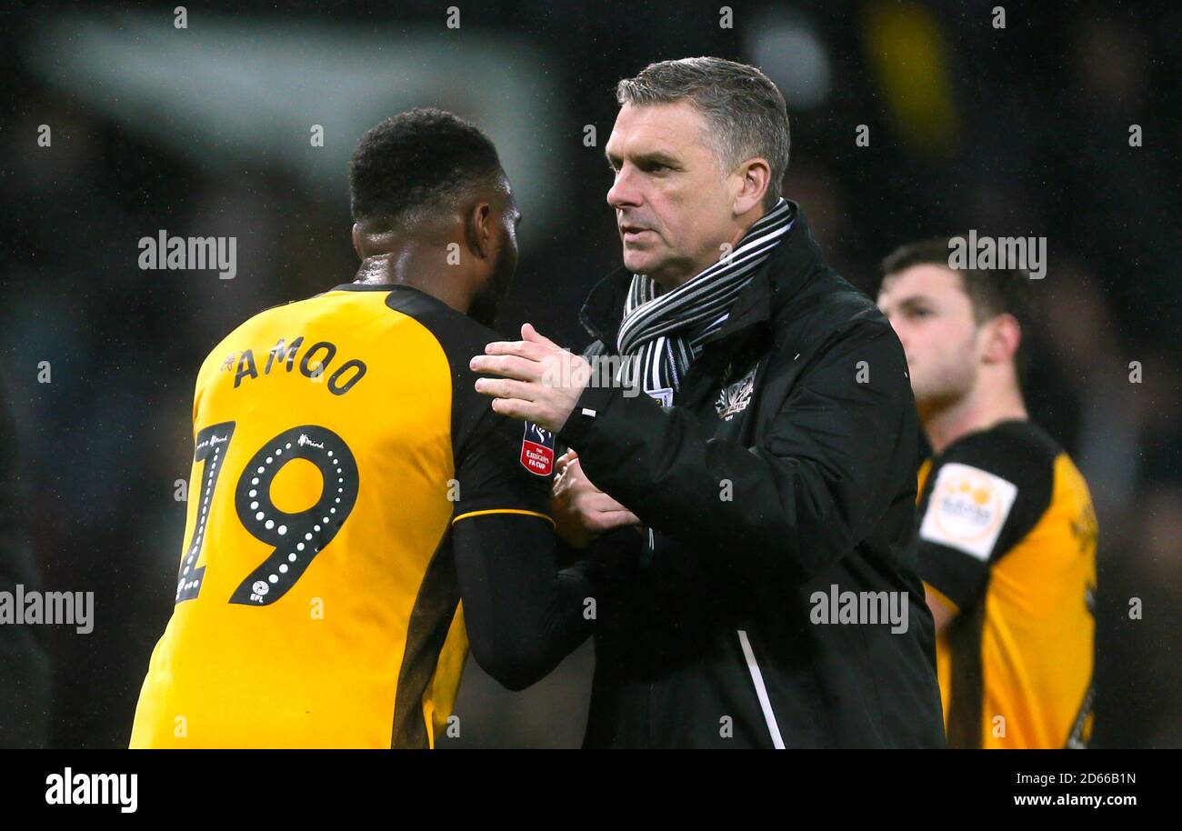 Port Vale's David Amoo (left) and Port Vale Manager John Askey Stock ...