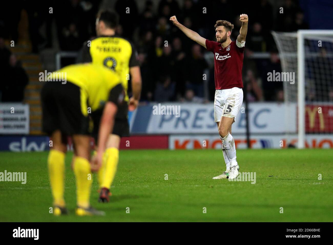 Northampton Town's Charlie Goode celebrates after the final whistle ...