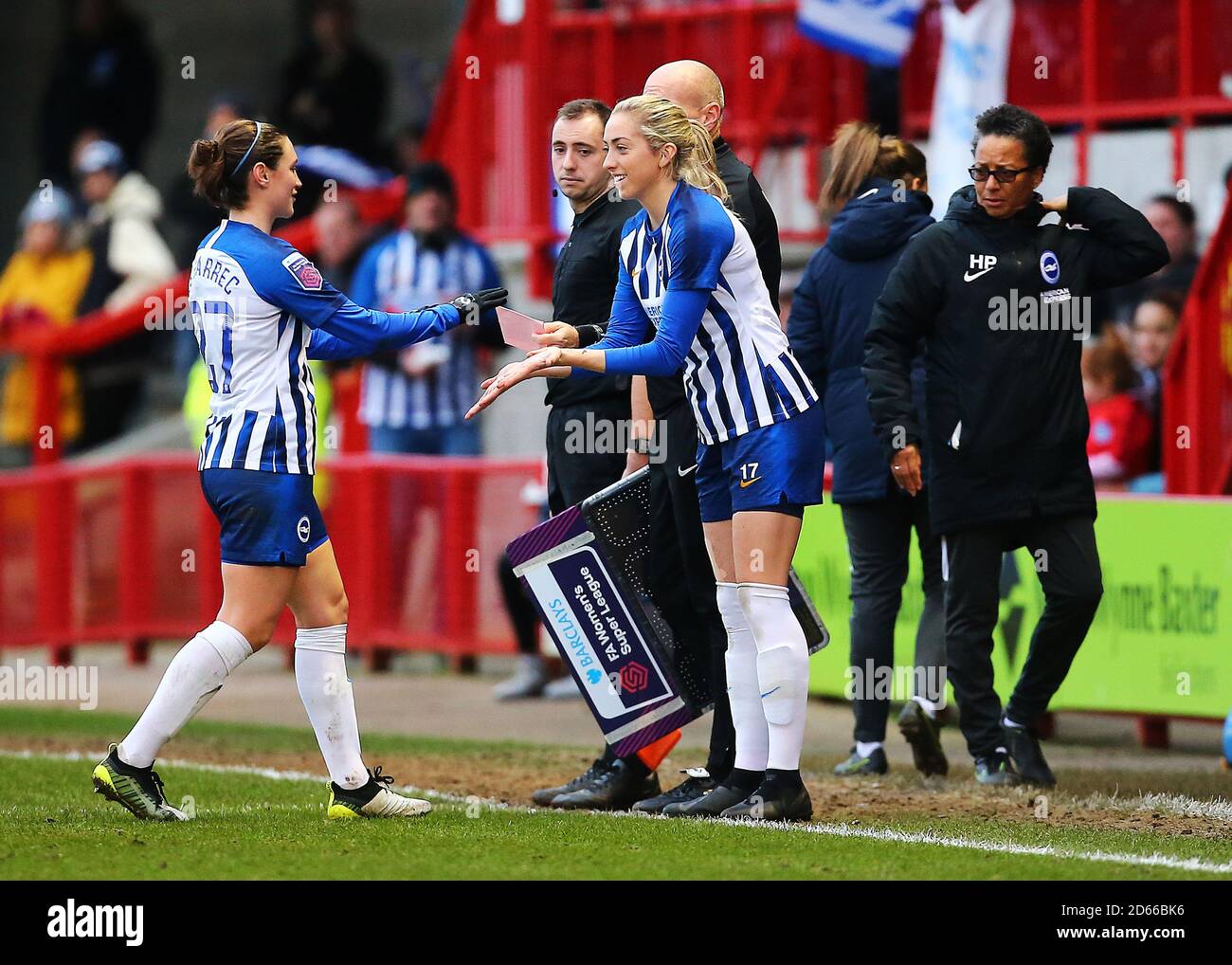 Brighton's Lea Le Garrec (left) is substituted for Megan Connolly Stock ...