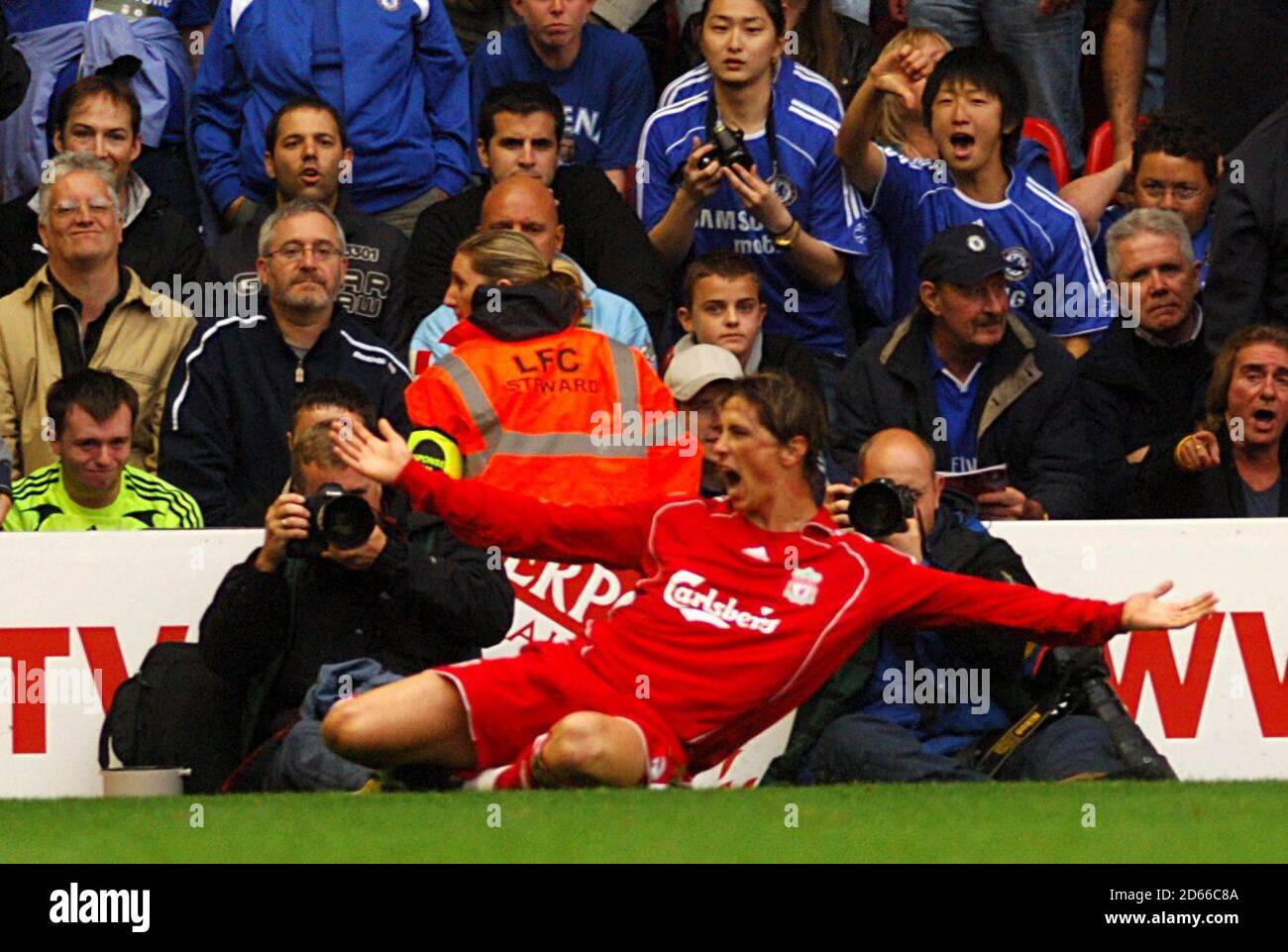 Liverpool's Fernando Torres celebrates scoring the opening goal of the ...