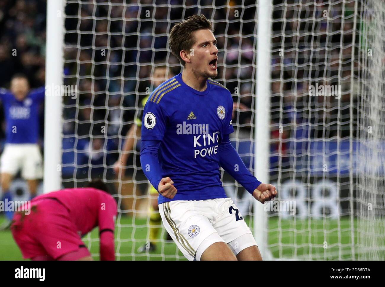 Leicester City's Dennis Praet celebrates scoring his sides first goal ...
