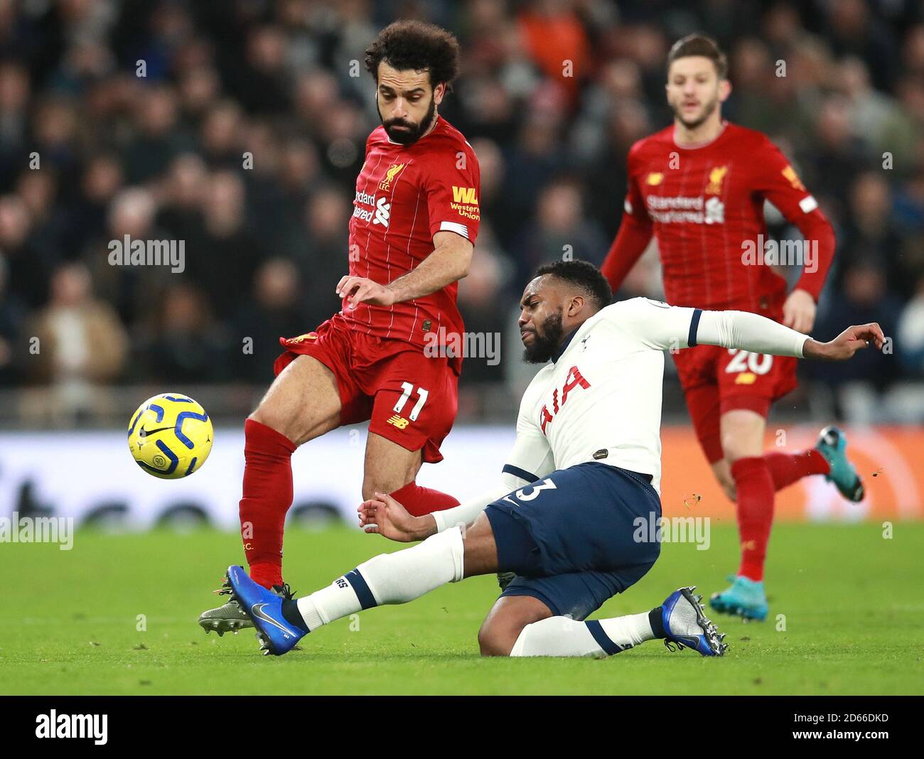 Tottenham Hotspur's Danny Rose makes a tackle on Liverpool's Mohamed ...