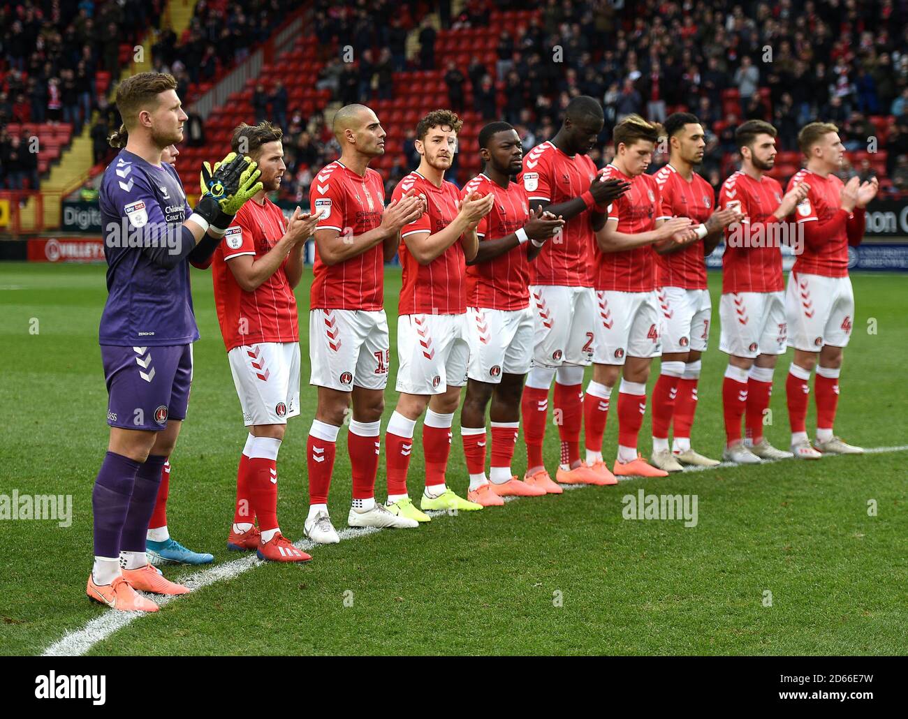 Charlton Athletic players during a minute applause prior to kick-off ...