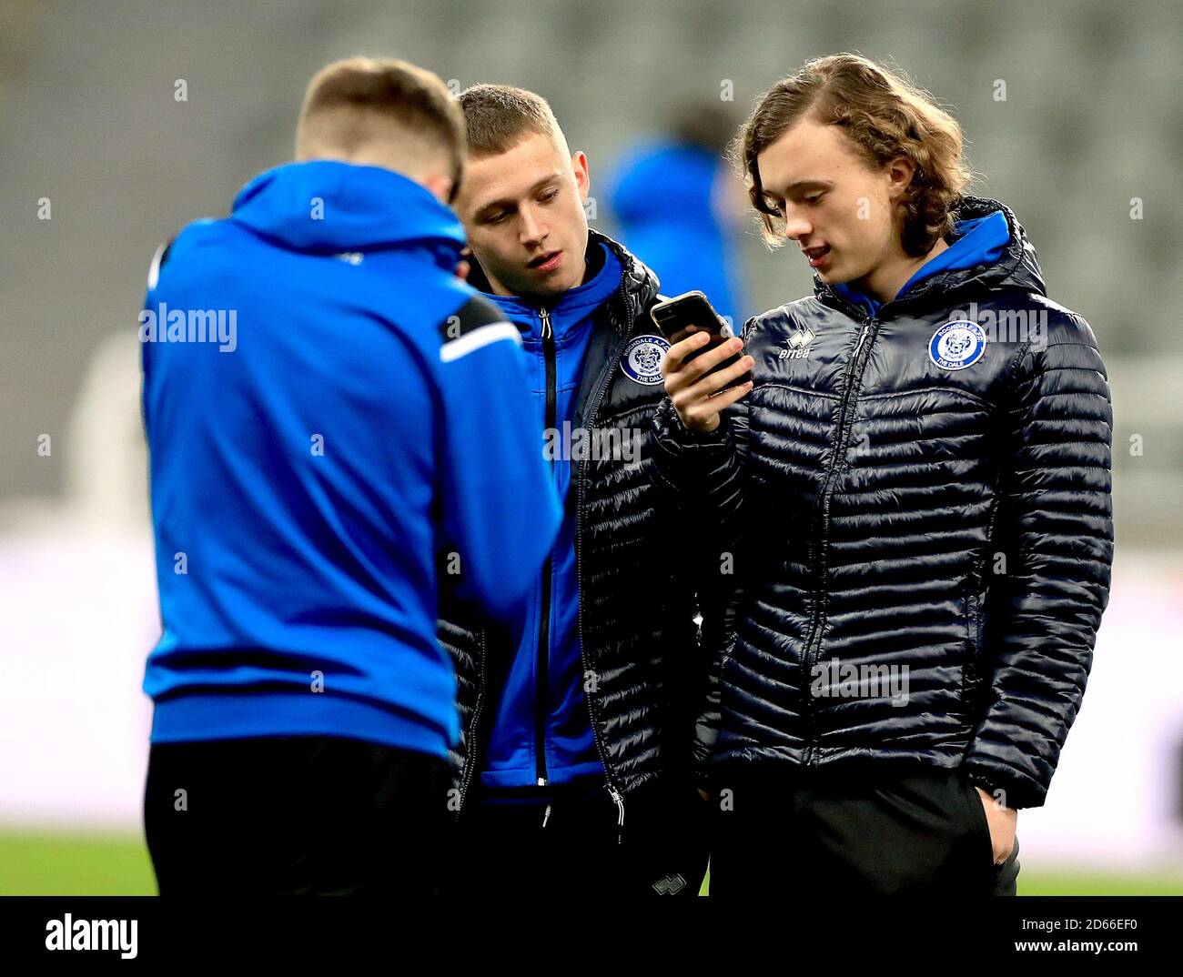 Rochdale's Lewis Bradley (centre) and Luke Matheson (right) ahead of ...
